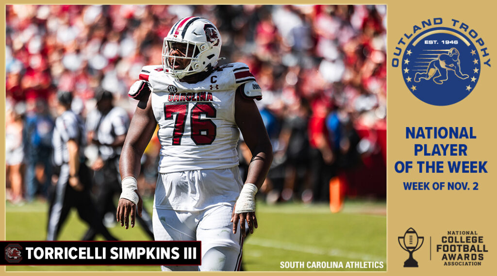 SOUTH CAROLINA’S SIMPKINS III IS OUTLAND TROPHY NATIONAL PLAYER OF THE ...